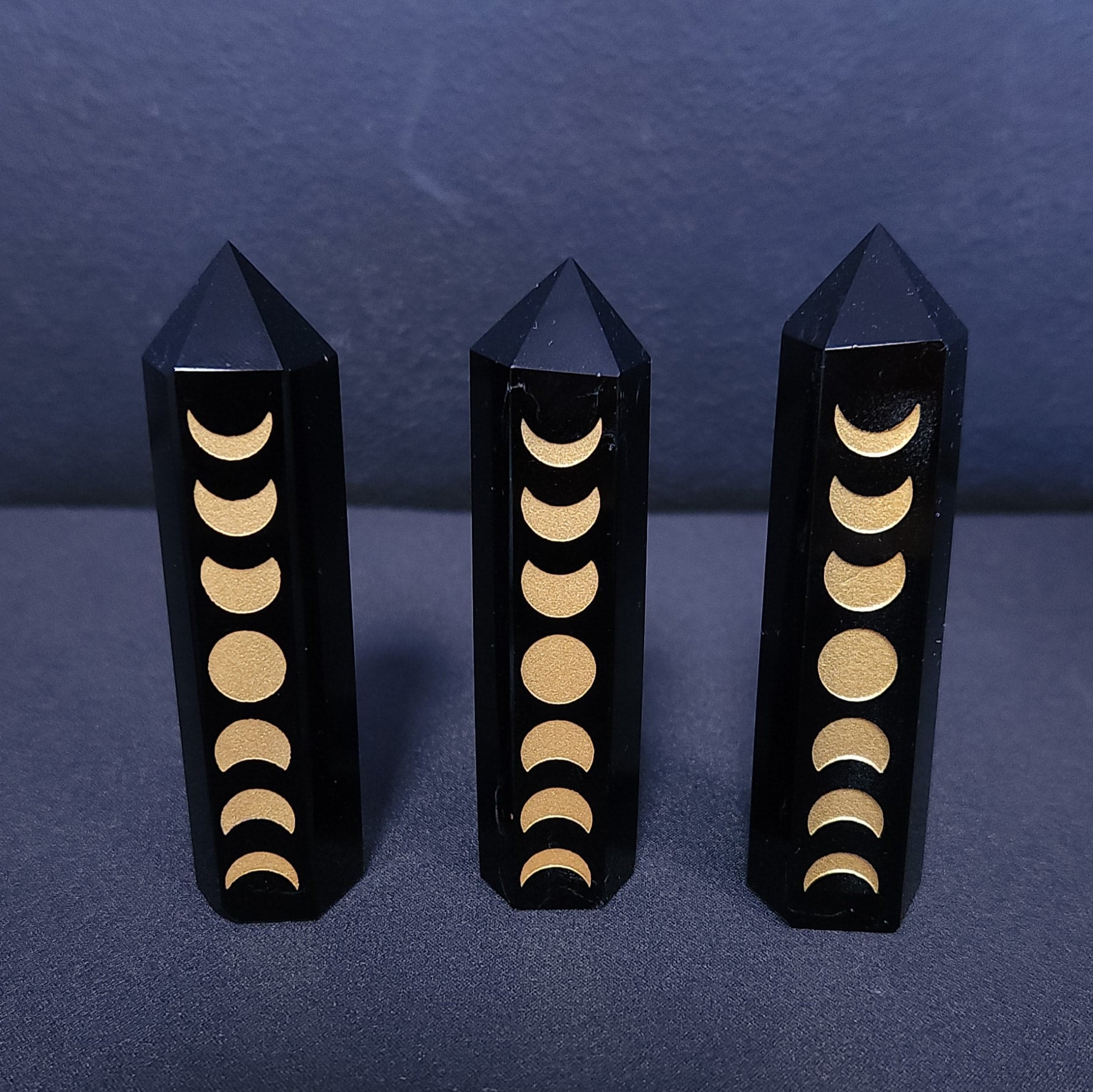 Obsidian Tower with Moon Phase (3-4 in.) | "Stone Library, LLC"